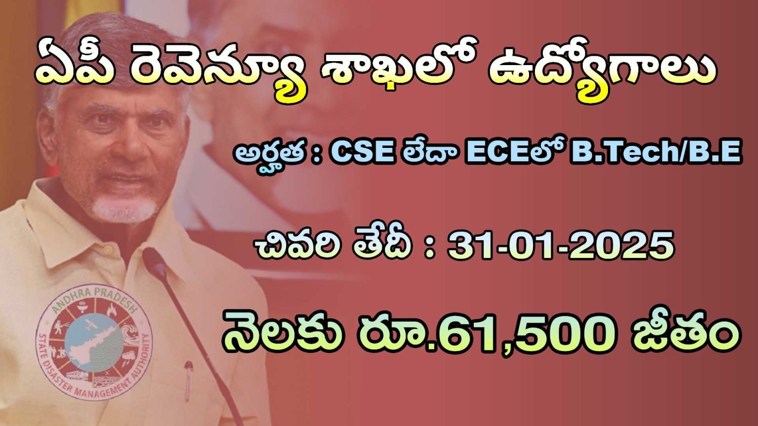 APSDMA Recruitment 2025 | ఏపీ రెవెన్యూ శాఖలో ఉద్యోగాలు | నెలకు రూ ...